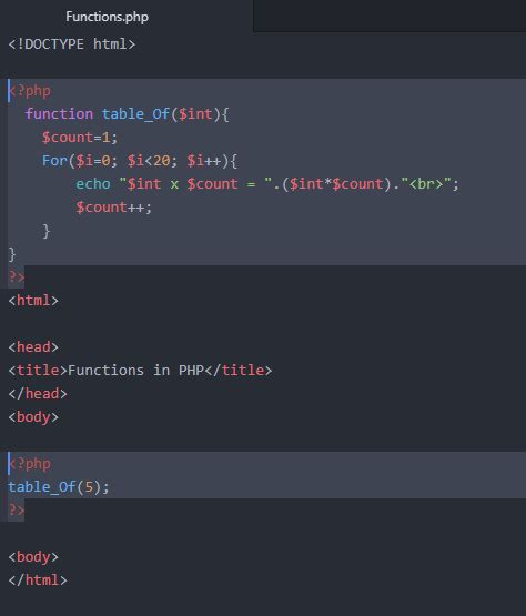 Functions In Php Using And Defining Functions In Php