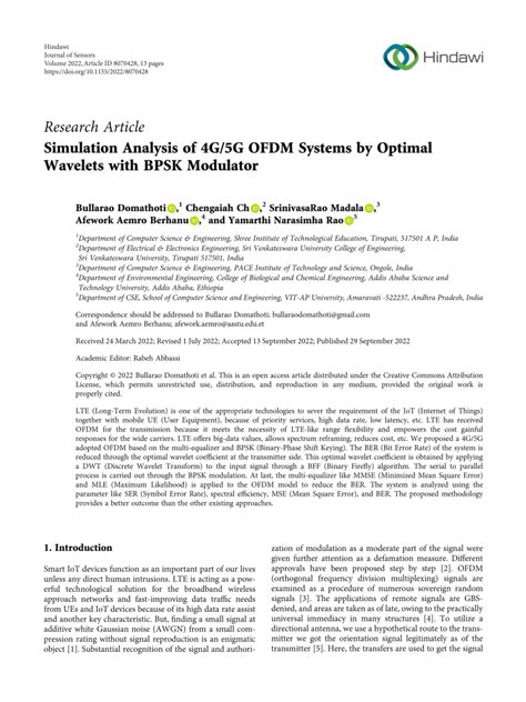 Pdf Simulation Analysis Of 4g 5g Ofdm Systems By Optimal Wavelets With Bpsk Modulator