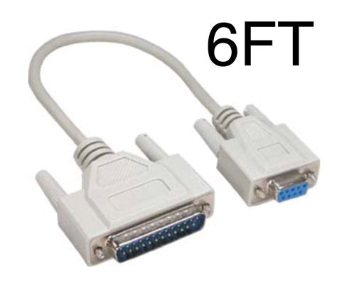 6ft DB9 Female To DB25 Male DB9F DB25M Null Modem Adapter Cable White EBay