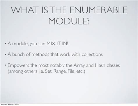 the enumerable module or how i fell in love with ruby