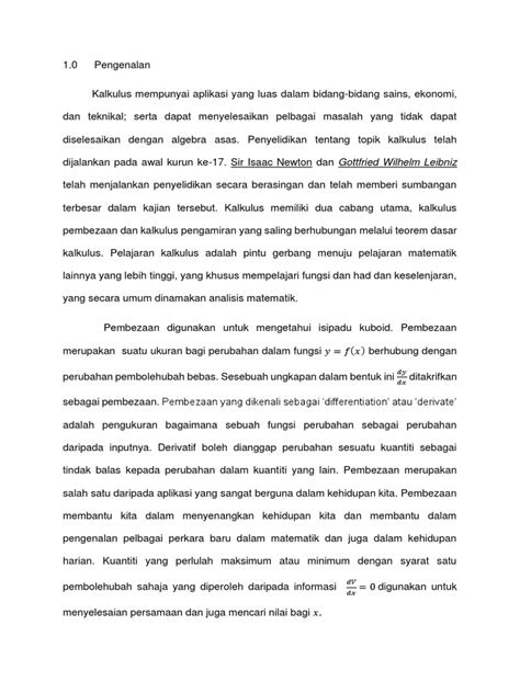 Aplikasi Kalkulus Dalam Kehidupan Seharian Pdf