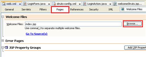 Netbeans With Struts Framework Project Setting The Welcomefirst Jsp