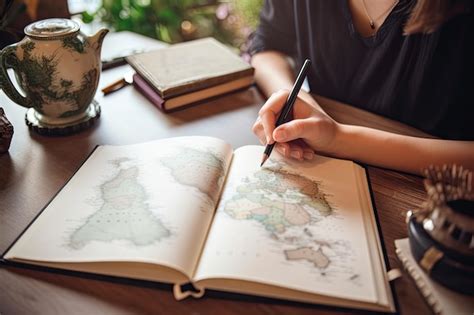Premium AI Image Female Explorer Looking At Map Explorer Looking At Map Planning A Trip In The