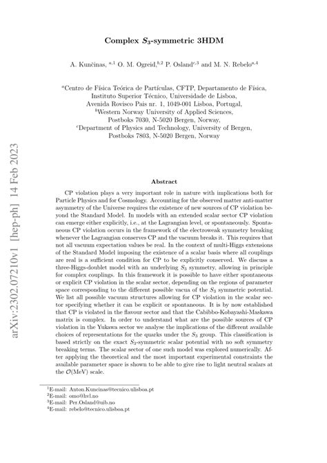 PDF Complex S 3 Symmetric 3HDM
