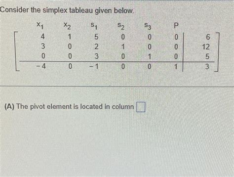 solved consider the simplex tableau given below a the
