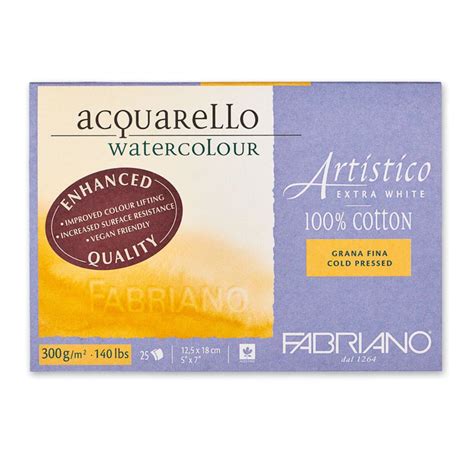 Fabriano - Artistico Extra White 5x7 inch 300 gsm akvarellpapir (25 ark ...
