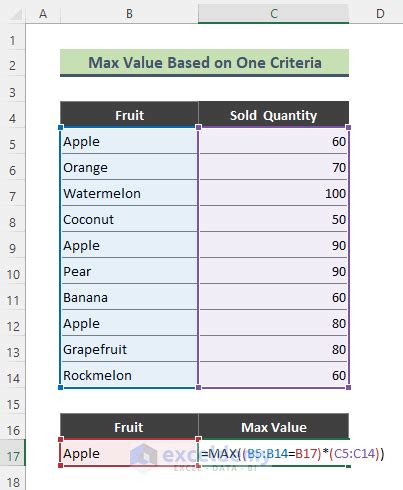 How To Find Max Value In Range With Excel Formula Easy Methods