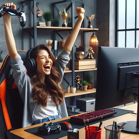 Premium Ai Image Content Creator Playing Video Games Tournament On