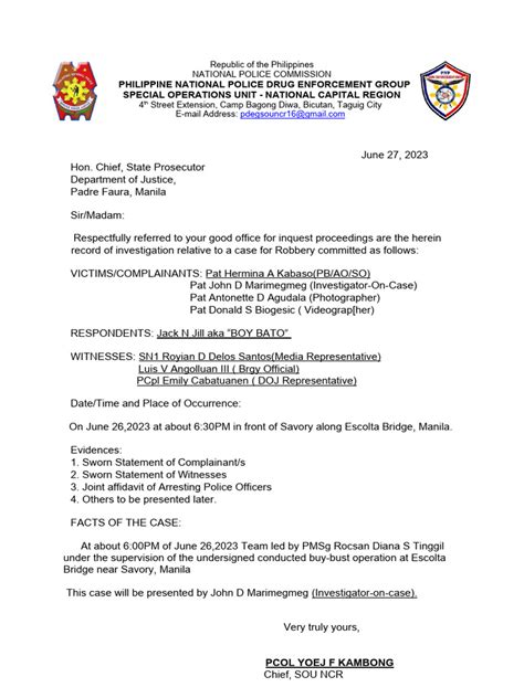 Case Folder Sample Pdf Affidavit Metro Manila