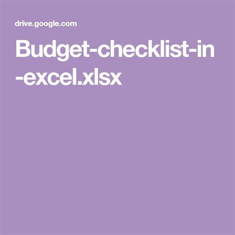 Budget Checklist In Excel Xlsx Budgeting Checklist Main Menu