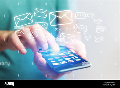 concept view of sending email with a technology smartphone interface
