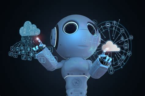 premium photo 3d rendering ai robot with cloud computing and