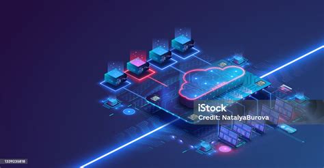 데이터 센터 등소 개념입니다 하드웨어 랙 또는 웹 호스팅 인프라가 있는 서버룸입니다 파란색 웹 배너 빅 데이터 스토리지 및 클라우드 컴퓨팅 기술의 개념 3d 벡터