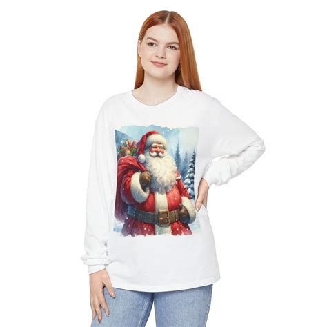 Santa Claus And Sack Of Ts Watercolour Long Sleeve T Shirt