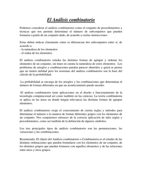 el análisis combinatorio pdf combinatoria permutación