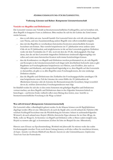 Lernzettel Komponente Literaturwissenschaft Warning Tt Undefined Function 32 Warning