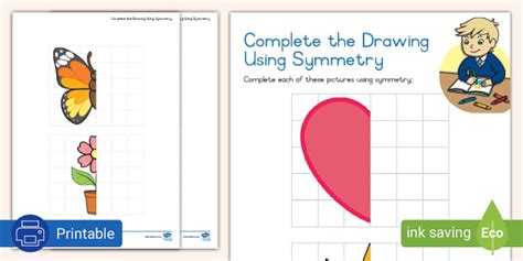 Complete The Drawing Using Symmetry Activity Sheet Twinkl