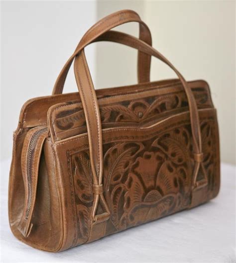 Vintage Avelar Mexico Tooled Leather Handbag Tooled Leather Handbags Leather Handbags Bag