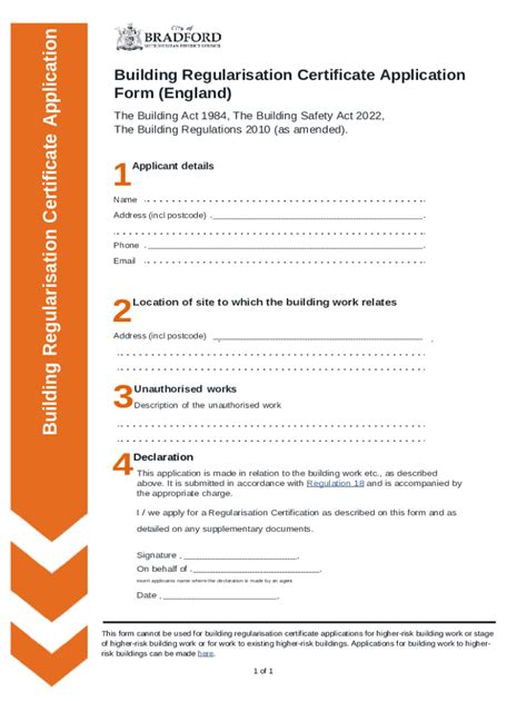 Regularisation Certificate Bradford Council Doc Template Pdffiller