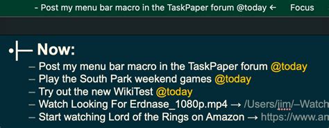 jim s task in menu bar macro taskpaper hog bay software support
