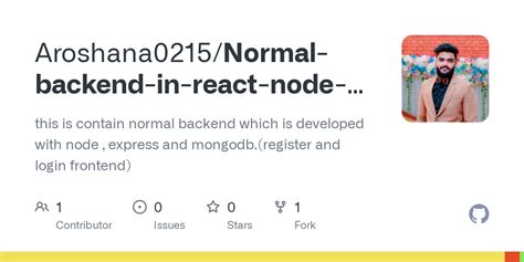GitHub Aroshana Normal Backend In React Node Express MongoDB This Is Contain Normal