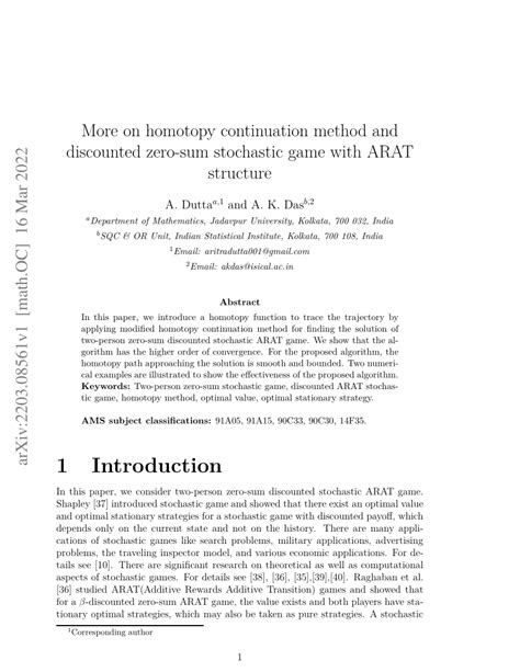 pdf more on homotopy continuation method and discounted zero sum