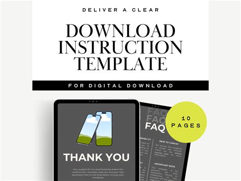 Digital Download Instruction Template Thank You Pdf For Etsy Product