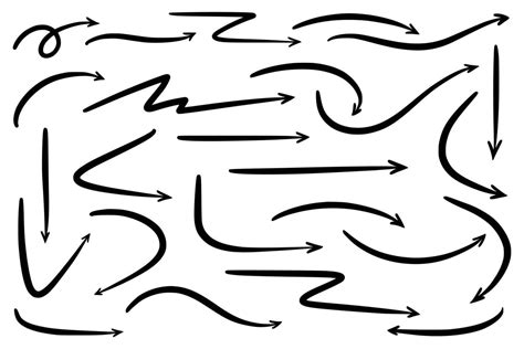 Hand Draw Directional Arrows Set Sketch Design Vector Art At Vecteezy