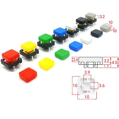 100pcs 1212mm Push Button Cap Square Buttons Caps Vicedeal