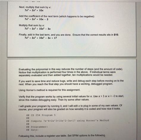 Cs 254 Programming Assignment 5 Horners Method