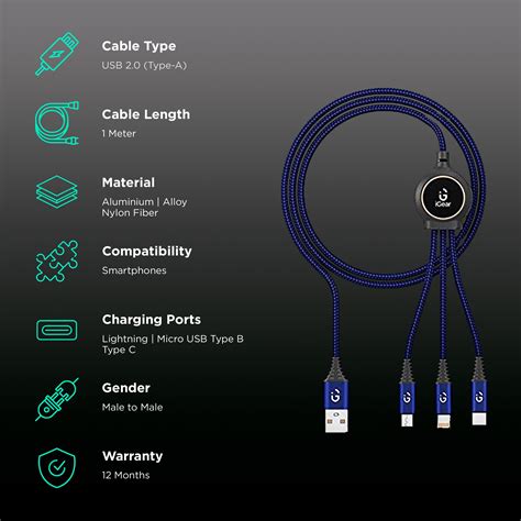 Buy Igear Type A To Type C Micro Usb Lightning 33 Feet 1m 3 In 1