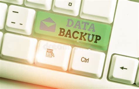 Handwriting Text Data Backup Concept Meaning Copy Of Important Data That Is Stored On An