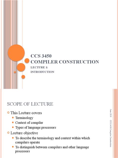 Ccs 3450 Lecture 1 Introduction Pdf Compiler Programming