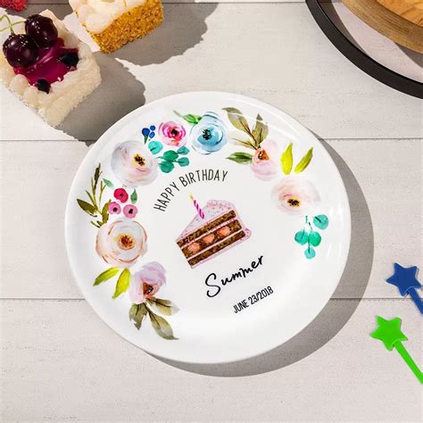 Custom Happy Birthday Plate With Name And Date Personalized Ceramic