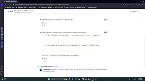 Knowledge Check Database Schema Coursera Introduction To Databases
