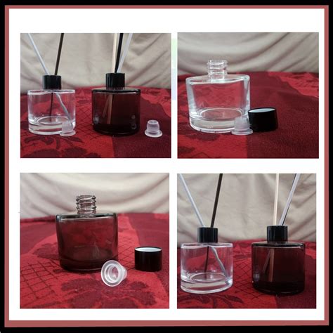 Jual Botol Reed Diffuser Kaca Tebal Hitam Dan Bening Vas Pot Cap