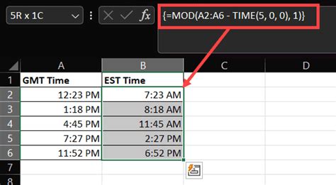 convert gmt to est in excel 5 easy ways