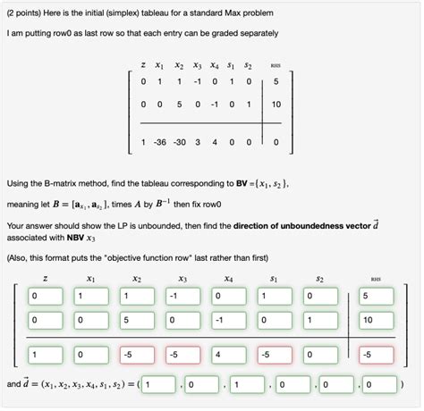 solved 2 points here is the initial simplex tableau for