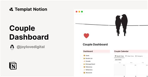 Couple Dashboard Templat Oleh Joylovedigital Notion Mom Notion Marketplace