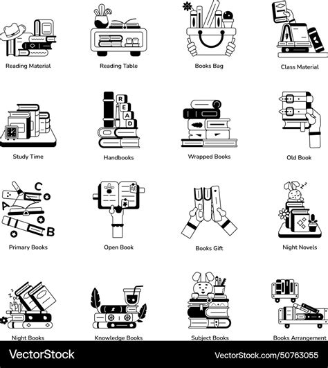 Trendy Glyph Icons Depicting School Study Vector Image