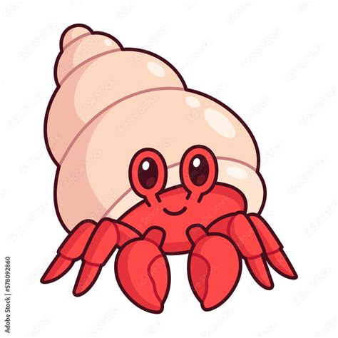 Cute Cartoon Hermit Crab Drawing Stock Vector Adobe Stock