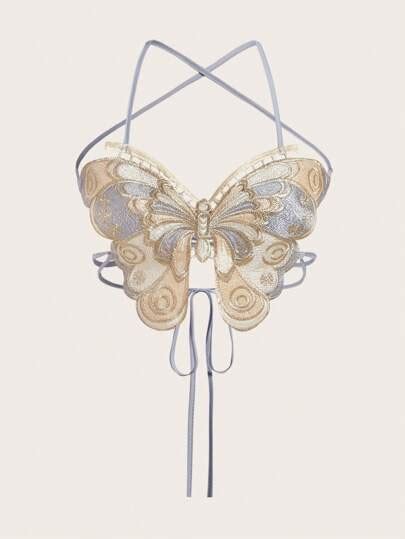 Shein Mod Butterfly Shaped Criss Cross Backless Cami Top Shein Uk