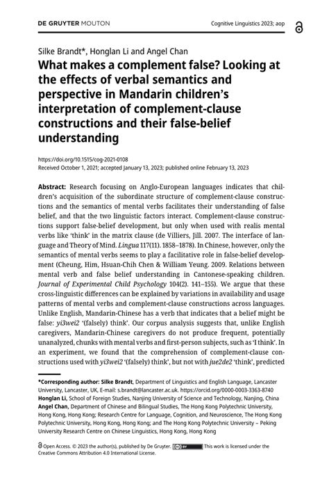 pdf what makes a complement false looking at the effects of verbal