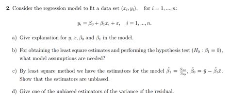 Solved Consider The Regression Model To Fit A Data Set Chegg