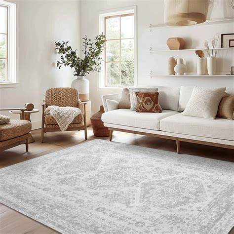 Charlton Home® Denyah Washable Area Rug For Living Room Non Slip Gray