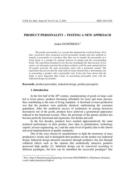 Pdf Product Personality Testing A New Approach Researchgate