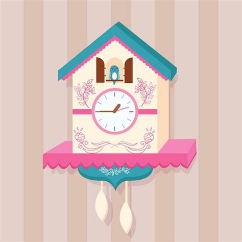 Premium Vector Cuckoo Clock Bird Vector On Wall Flat Cute