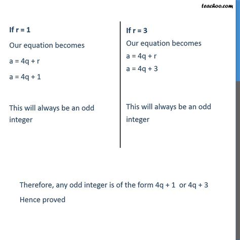 question 3 show that any positive odd integer is of form 4q 1