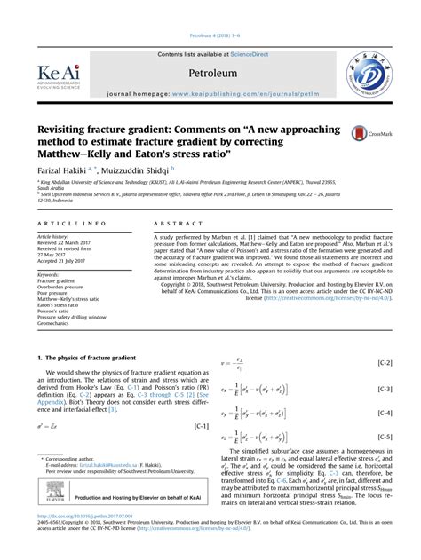 Pdf Revisiting Fracture Gradient Comments On “a New Approaching Method To Estimate Fracture