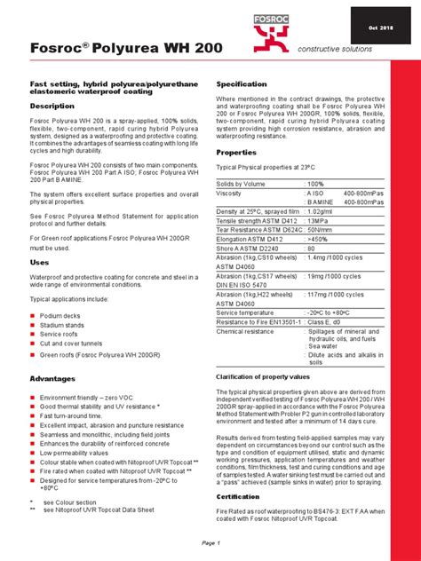 Fosroc Polyurea Wh 200 Pdf Concrete Construction